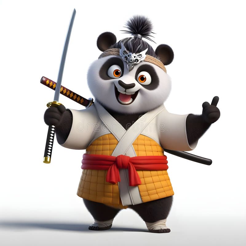 3d Rendered Illustration of a Panda Samurai with a Sword in His Hand ...