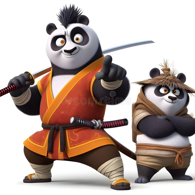 3d Rendered Illustration of a Panda Samurai with a Sword in His Hand ...