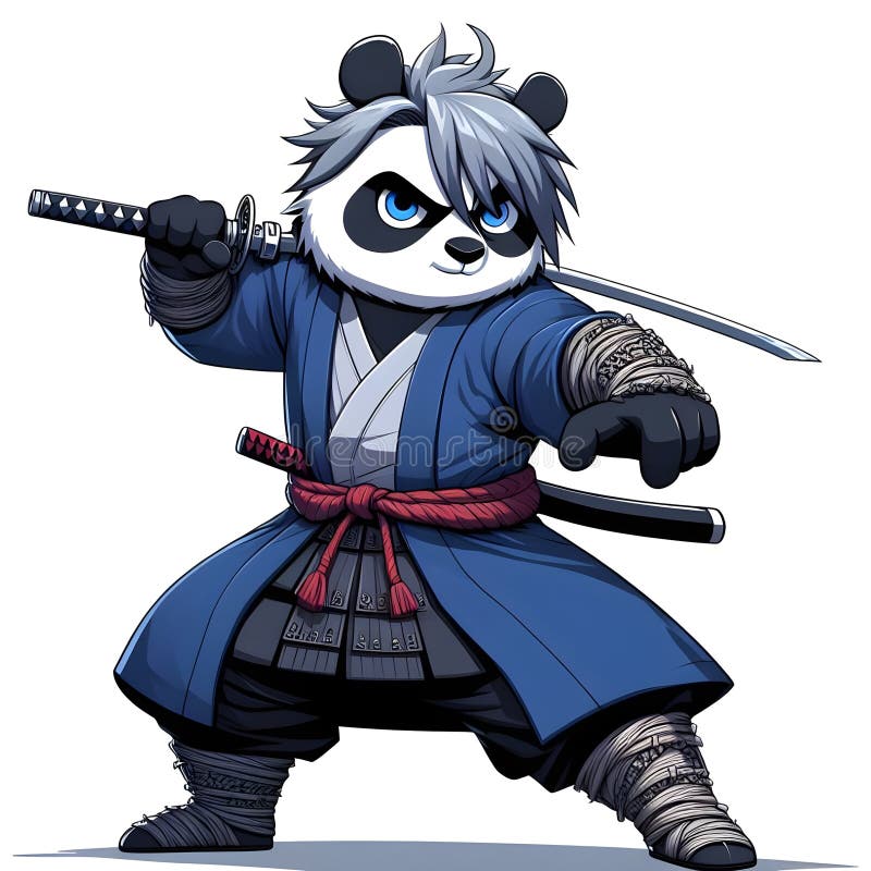 3d Rendered Illustration of a Panda Samurai with a Sword in His Hand ...