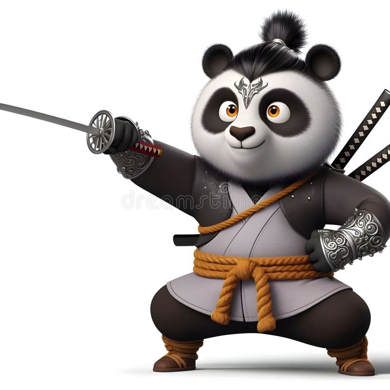 3d Rendered Illustration of a Panda Samurai with a Sword in His Hand ...