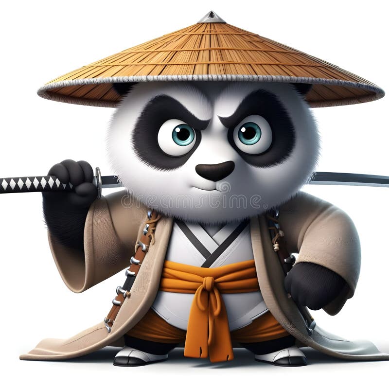 3d Rendered Illustration of a Panda Samurai with a Sword in His Hand ...