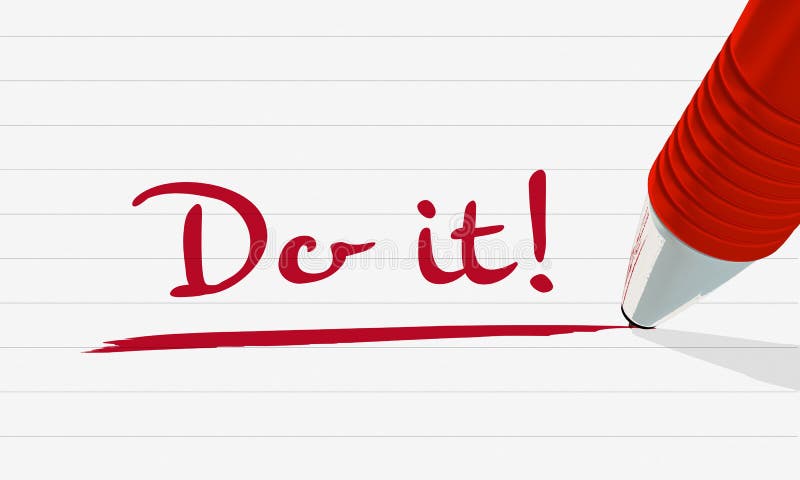 The Words `do it` are Written in Red Ink on a Sheet of Paper. Stock ...