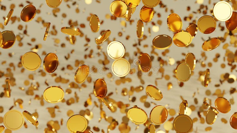 3D Rendered Illustration of Raining Metal Coins Stock Illustration ...