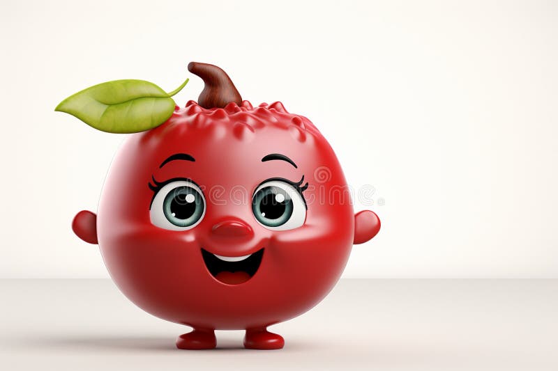 3d Rendered Illustration of a Red Apple Cartoon Character with Copy ...