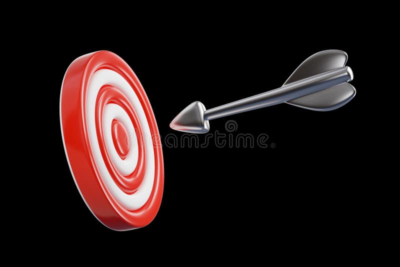3d Rendered Illustration of Red Round Shaped Target with Silver Arrow ...