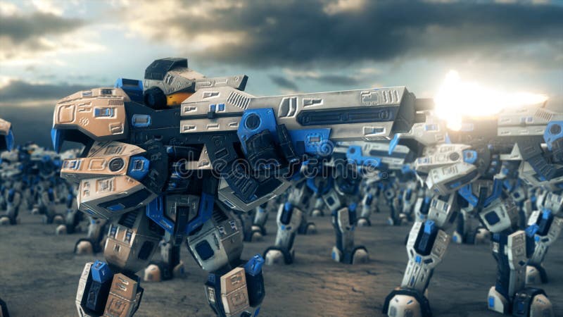 3d Rendered Illustration of Robots with Big Guns in a War Stock ...