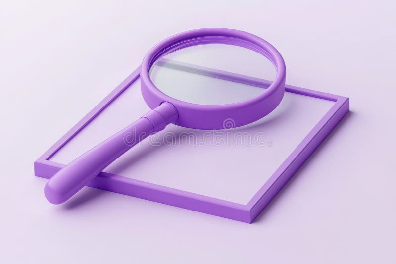 3D Rendered Illustration of a Search Interface with a Purple Magnifying ...
