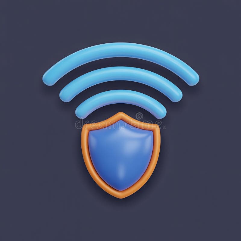 Secure Wireless Network Shield Symbol Representing Safe Internet ...