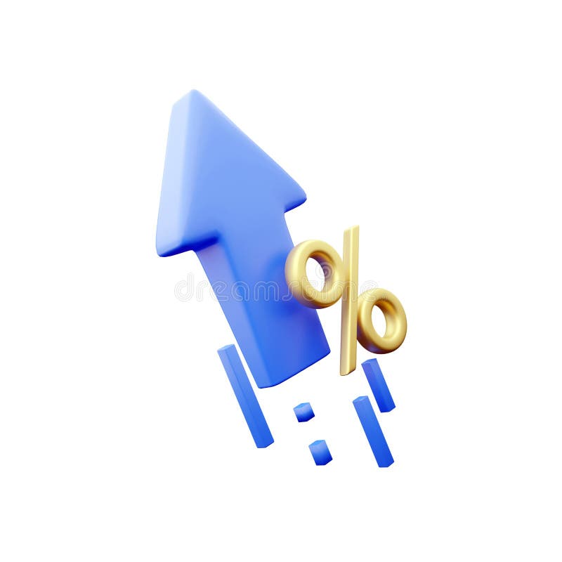 3D Rendered Illustration Showing a Arrow and Interest Icon in Blue ...