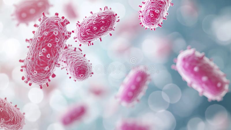 3d Rendered Illustration Shows Pink Bacteria in Motion Against Light ...