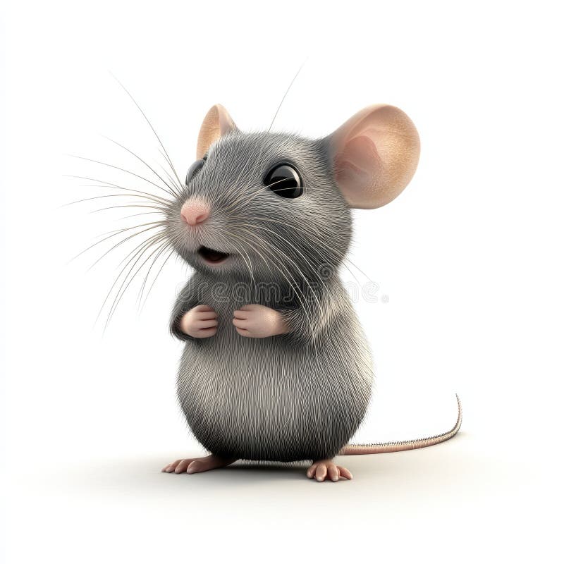 Adorable 3D Render of a Cute Baby Mouse, Standing on White Background ...
