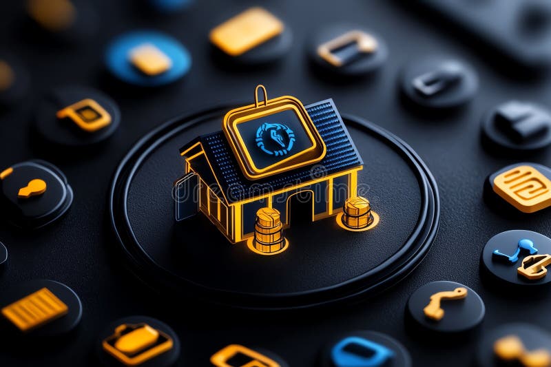 3D Rendered Illustration of a Smart Home Concept, Featuring a House ...