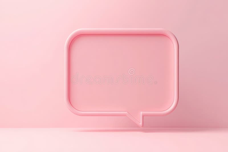 A 3D-rendered Illustration of a Soft Pink Outlined Speech Bubble with a ...