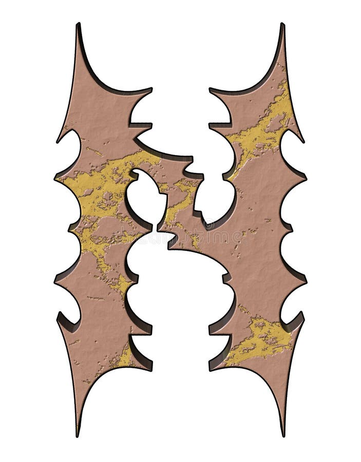 3D Rendered Illustration.Spiky Decorative Letter.Custom Art Font. Stock ...