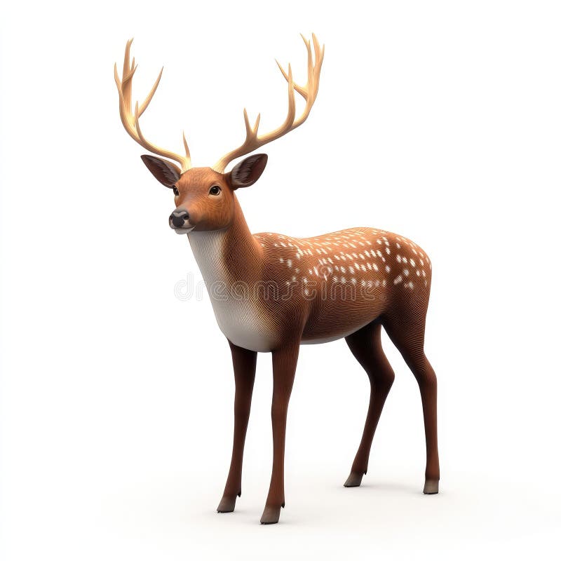 Majestic Axis Deer Buck with Large Antlers, Isolated on White ...