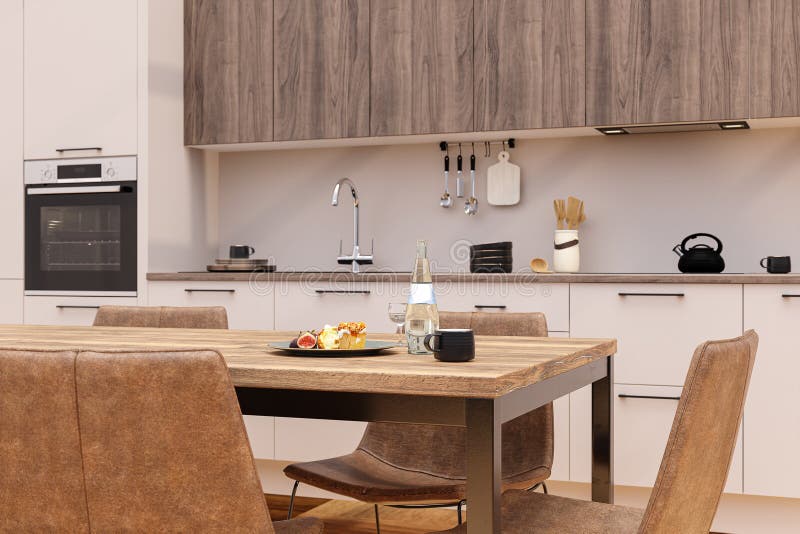 3d Rendered Illustration of a Sunlit Breakfast Scene in a Modern ...