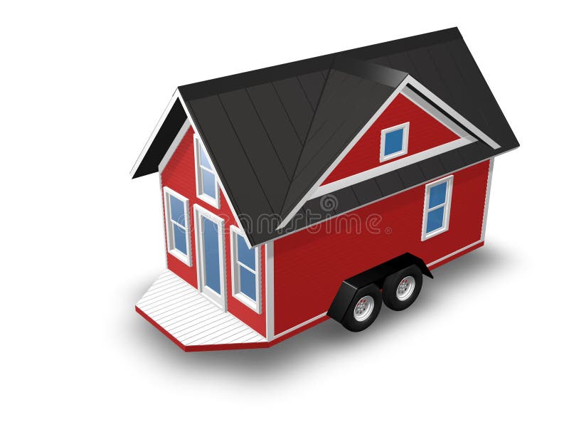 3D Rendered Illustration of a Tiny House on a Trailer. Stock ...