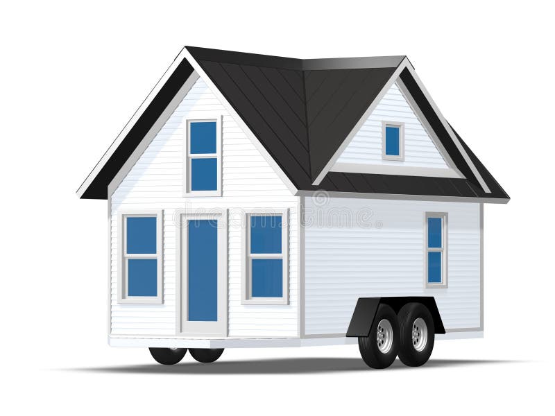 3D Rendered Illustration of a Tiny House on a Trailer. Stock ...