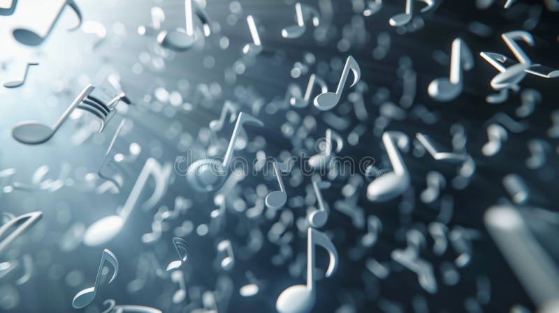 Abstract 3D Rendered Flying Music Notes - Digital Music Concept ...