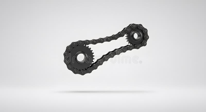 Black Chain and Gear Mechanism: a 3D Render of Interconnected ...