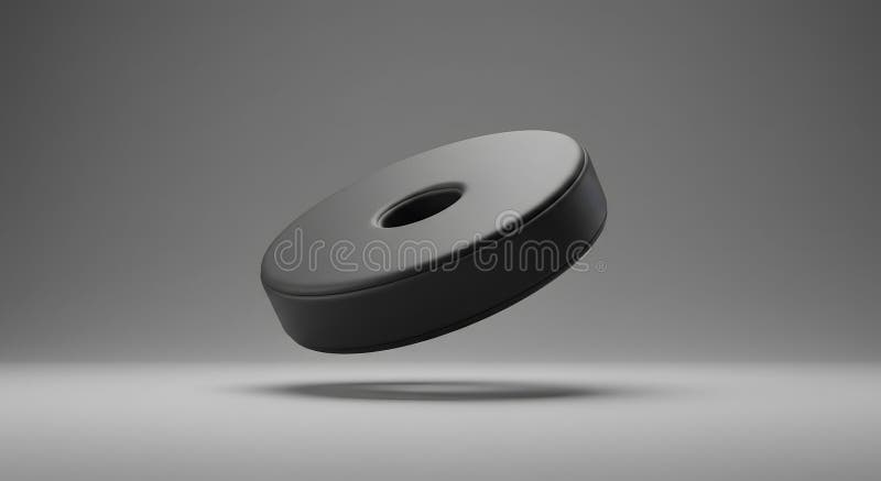 Black Puck Floating in Minimalist Studio Setting: a 3D Rendered Image ...