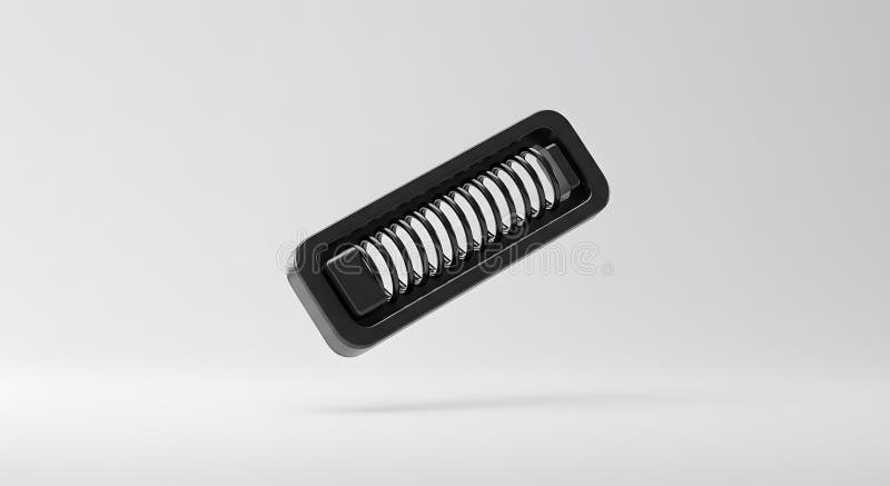 3D Render of a Black Rectangular Object with Internal Spring Mechanism ...
