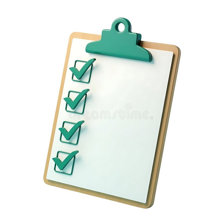 Checklist Clipboard with Green Checks on White Background Productivity ...