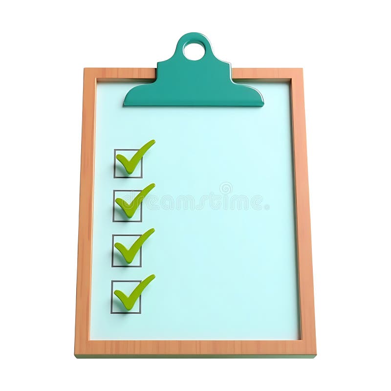 Checklist Completed Green Checkmarks on Light Blue Clipboard with Stock ...