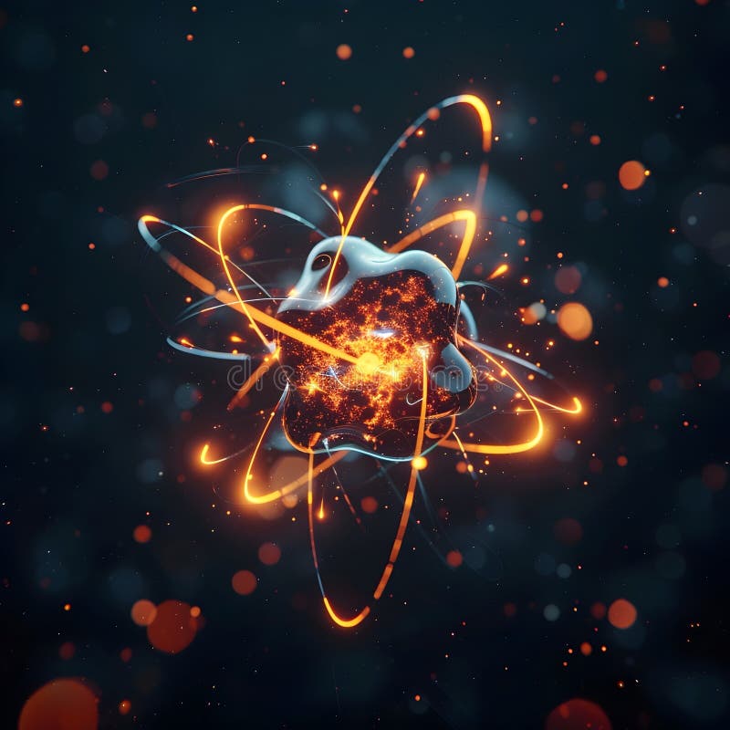 A 3D Rendered Image Depicting the Glowing Core of an Atom,with Radiant ...