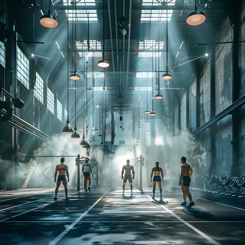 Intense Workout in an Urban Warehouse Gym with Powerful Movements and ...