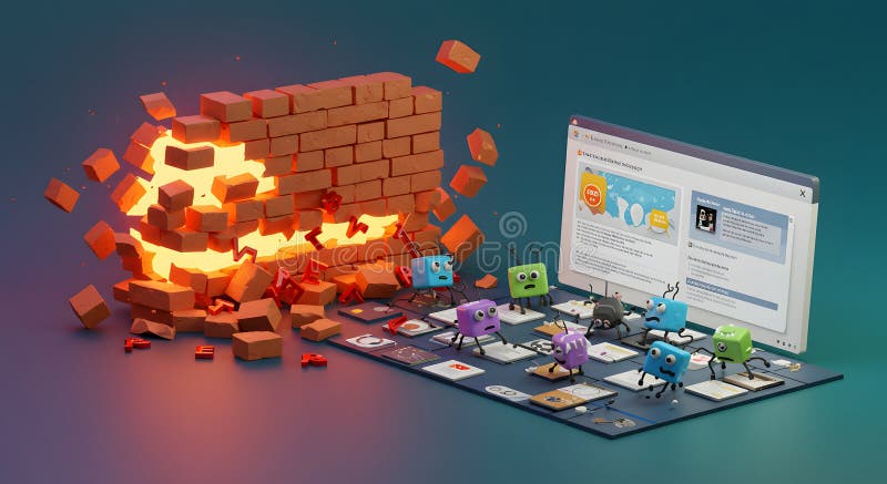 AI Breaking Barriers stock illustration. Illustration of brick - 372912770