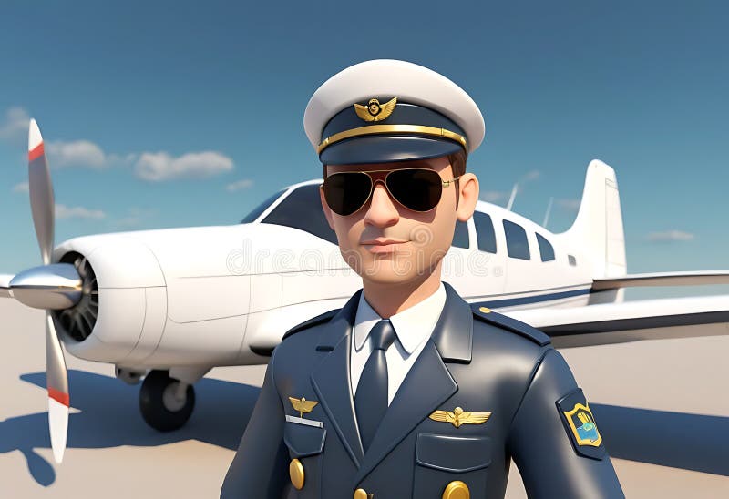 AI Pilot: 3D Render stock illustration. Illustration of uniform - 376834689