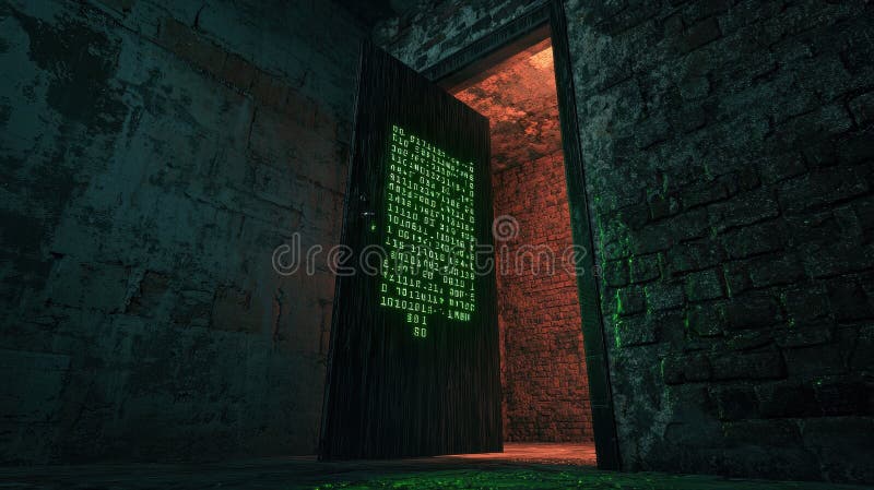 Mysterious Digital Doorway Ancient Ruins Code 3D Render Stock ...