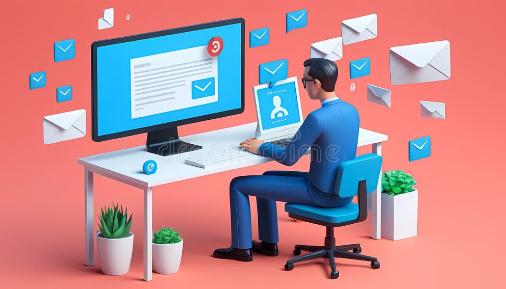 AI-Generated Email Management Stock Illustration - Illustration of ...