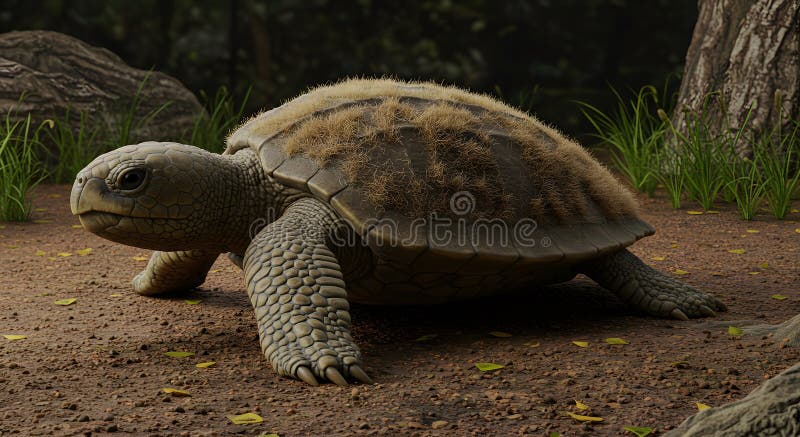 Ancient Hairy Turtle: a 3D Render of an Extinct Species in Its Natural Habitat Stock ...