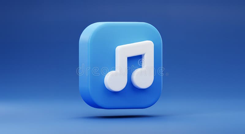 Blue Music Icon with White Note Offers a Modern and Simple Design Stock ...