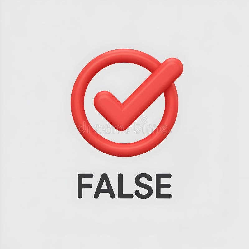 Red Checkmark Symbol with False Text Incorrect Wrong Stock Illustration ...
