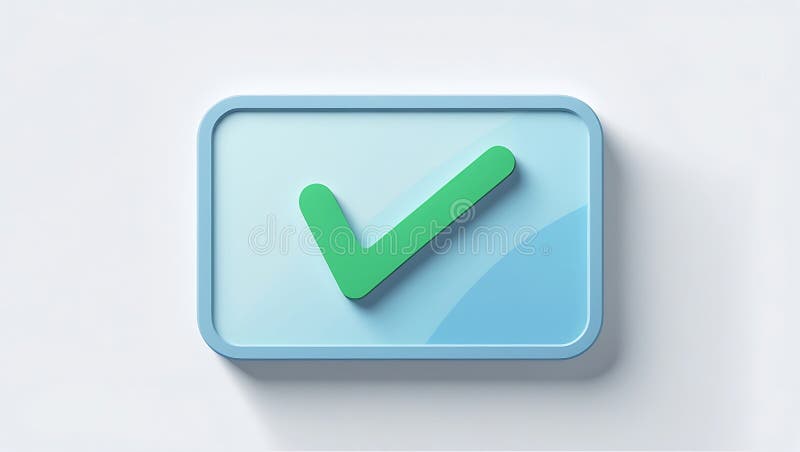 Green Check Mark on Blue Rounded Rectangle Stock Illustration ...