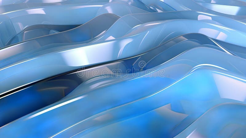 A 3D Rendered Image Featuring Undulating, Glossy Blue Ribbons with Soft ...
