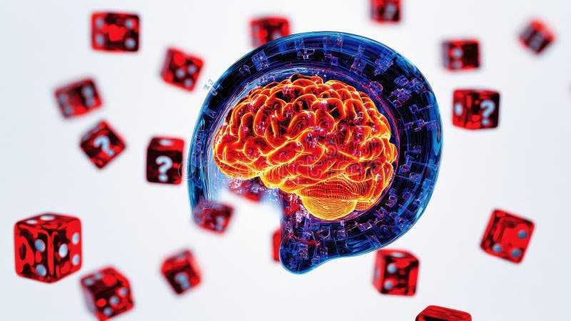 3D Brain Dice Question Marks Risk Chance Decision Making Stock ...