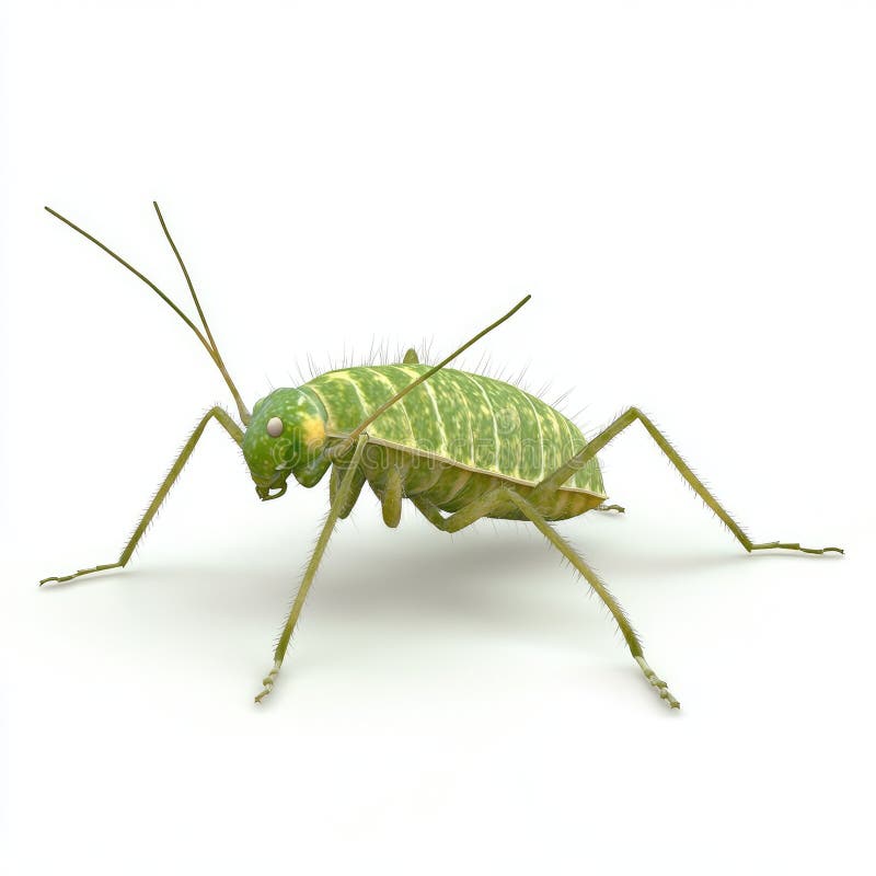 Green Aphid Insect Detailed 3D Render on White Background Stock ...