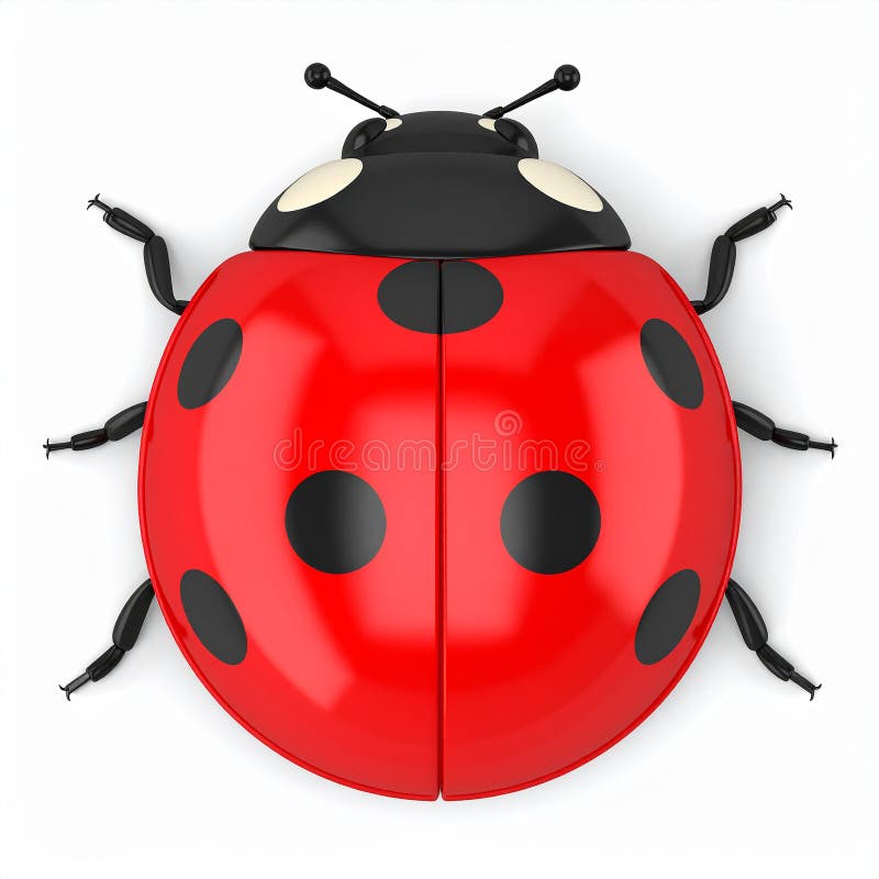 Three-dimensional Ladybug Icon on White Background. Stock Illustration ...
