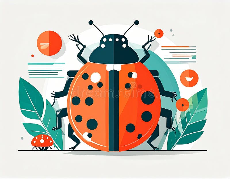 Three-dimensional Ladybug Icon on White Background. Stock Illustration ...