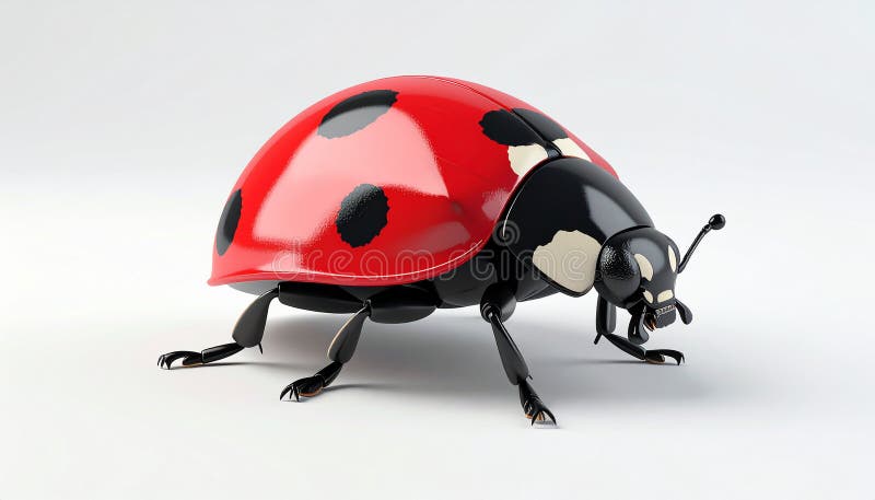 Three-dimensional Ladybug Icon on White Background. Stock Illustration ...