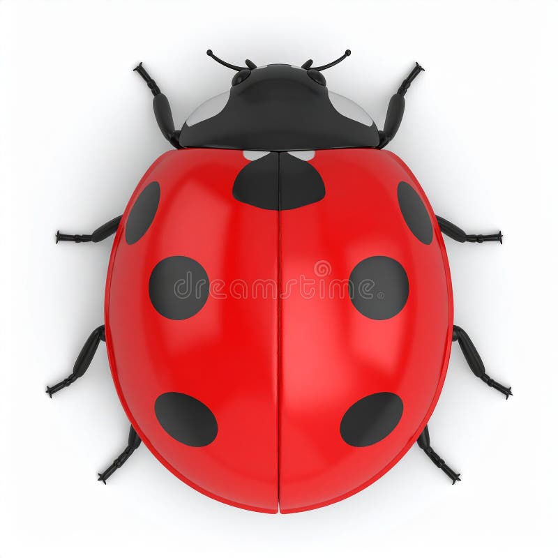 Three-dimensional Ladybug Icon on White Background. Stock Illustration ...