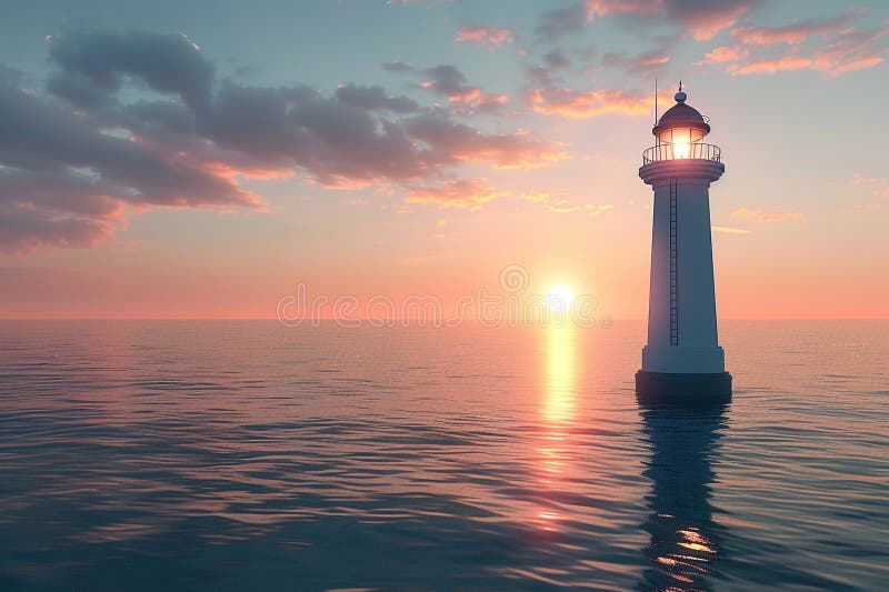 3D Rendered Image of a Lighthouse Standing Firm and Guiding Ships ...