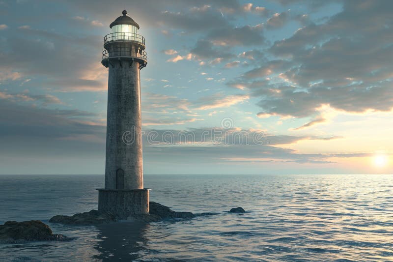 3D Rendered Image of a Lighthouse Standing Firm and Guiding Ships ...