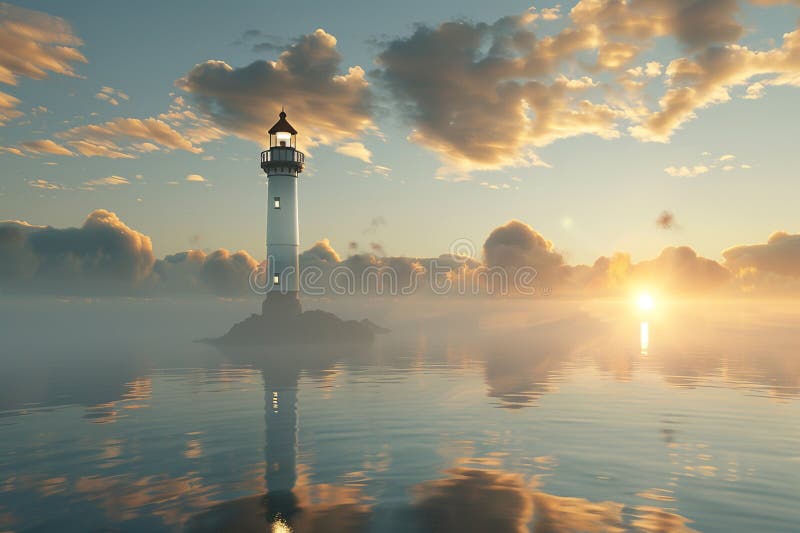3D Rendered Image of a Lighthouse Standing Firm and Guiding Ships ...