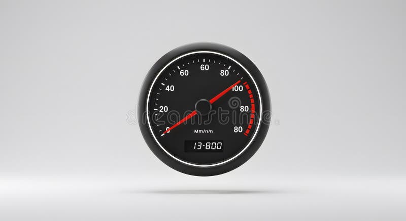 3D Render of a Modern Car Speedometer Displaying 70 Km H Speed ...