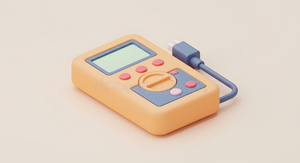 3D Render of a Stylish Digital Multimeter Gadget with USB Port and ...